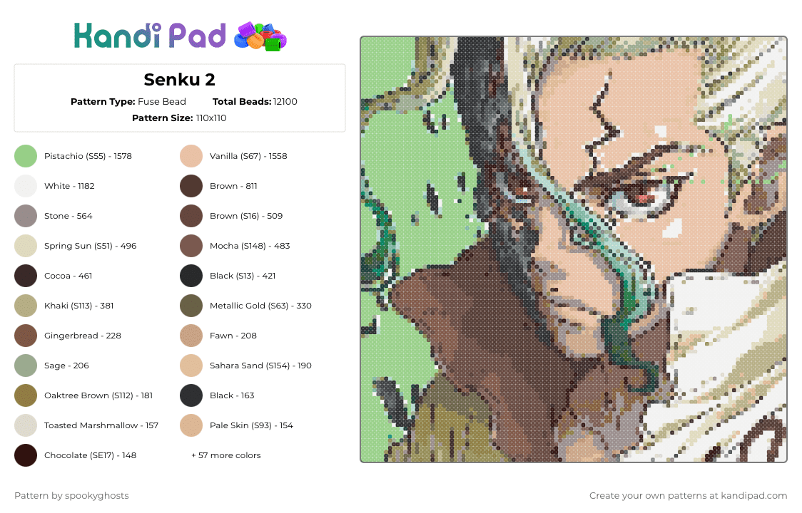 Senku 2 Fuse Bead Pattern - Kandi Pad | Kandi Patterns, Fuse Bead ...