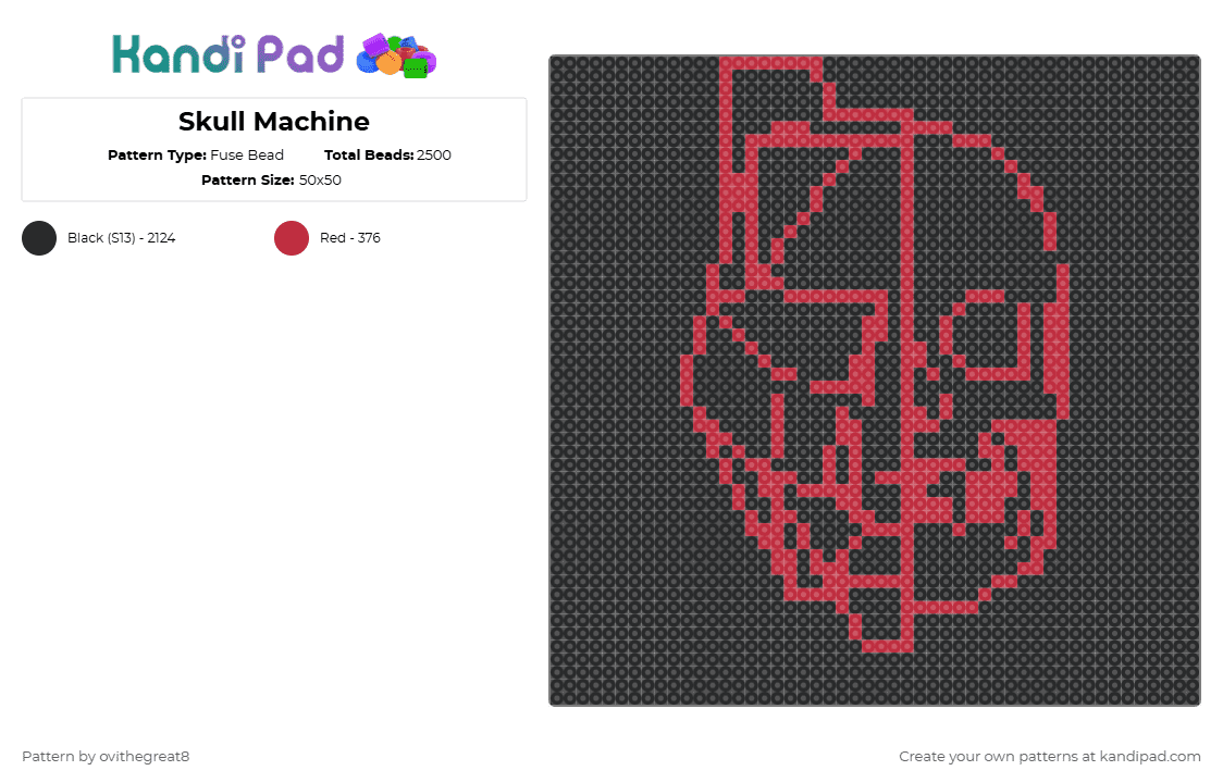 Skull Machine Fuse Bead Pattern - Kandi Pad | Kandi Patterns, Fuse Bead ...