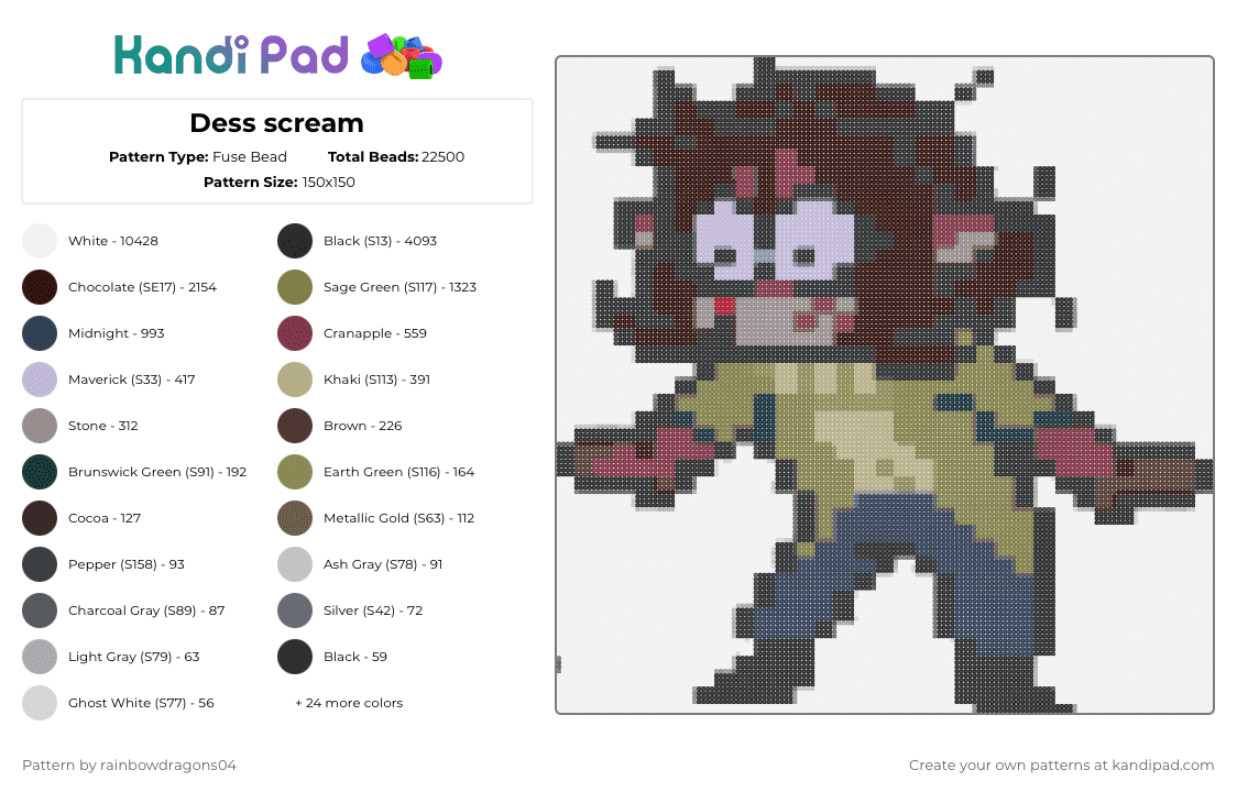 Dess scream Fuse Bead Pattern - Kandi Pad | Kandi Patterns, Fuse Bead ...
