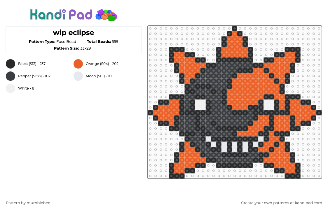 Wip eclipse Fuse Bead Pattern - Kandi Pad | Kandi Patterns, Fuse Bead ...