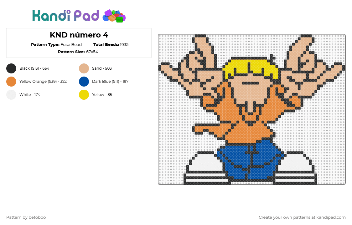 KND número 4 Fuse Bead Pattern - Kandi Pad | Kandi Patterns, Fuse Bead ...