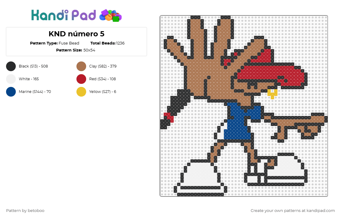 KND número 5 Fuse Bead Pattern - Kandi Pad | Kandi Patterns, Fuse Bead ...