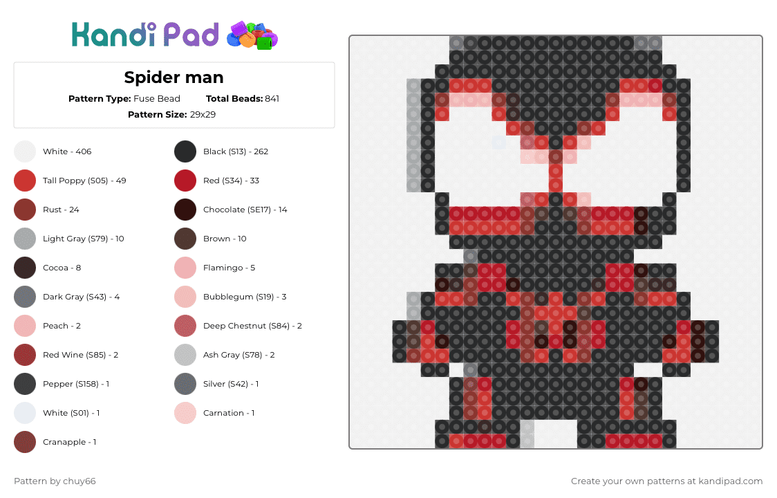 Spider man Fuse Bead Pattern - Kandi Pad | Kandi Patterns, Fuse Bead ...