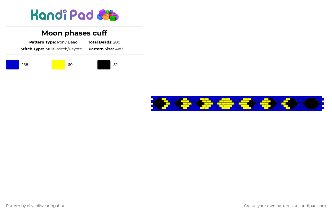 Moon phases cuff Pony Bead Pattern - Kandi Pad | Kandi Patterns, Fuse ...