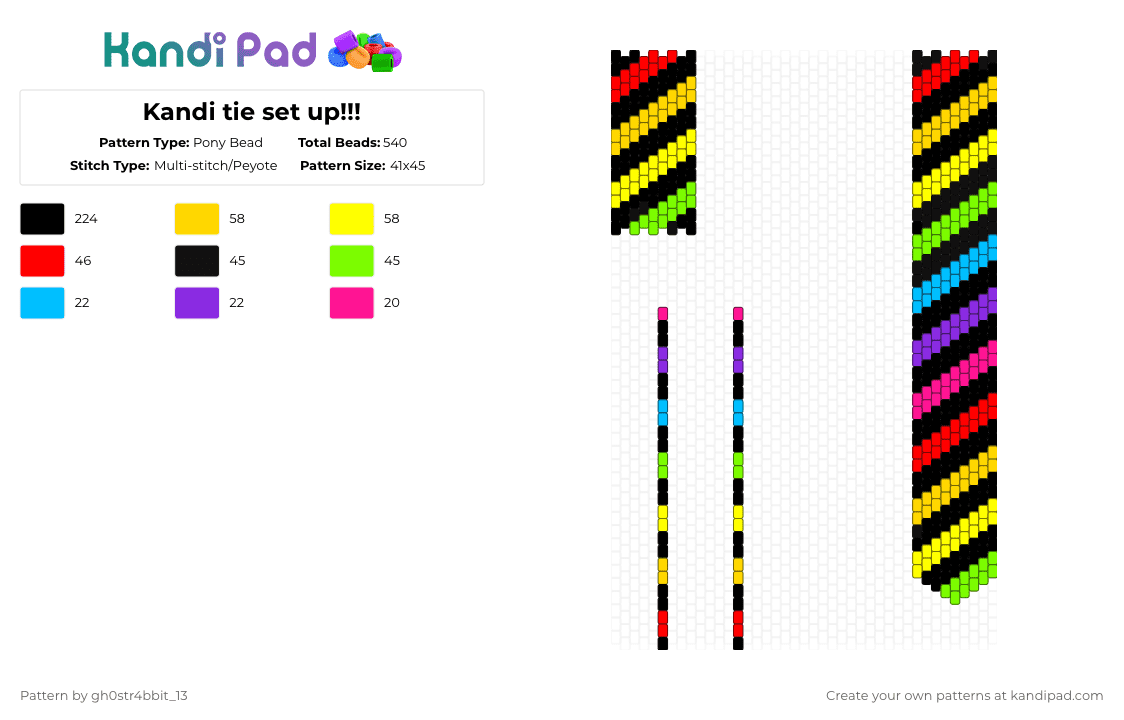 Kandi tie set up!!! Pony Bead Pattern - Kandi Pad | Kandi Patterns ...