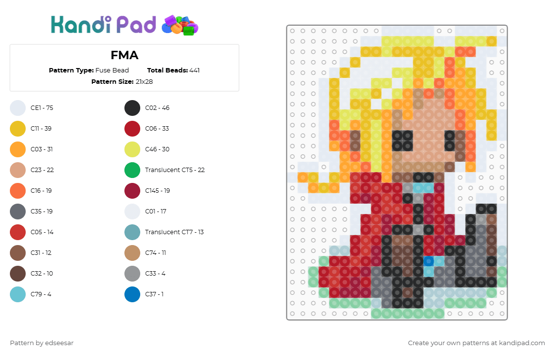 FMA Fuse Bead Pattern - Kandi Pad | Kandi Patterns, Fuse Bead Patterns ...