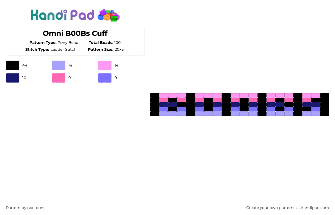 Omni B00Bs Cuff Pony Bead Pattern - Kandi Pad | Kandi Patterns, Fuse ...