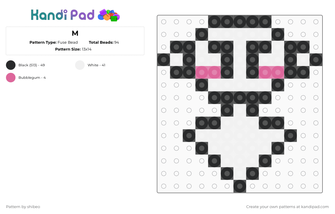 M Fuse Bead Pattern - Kandi Pad | Kandi Patterns, Fuse Bead Patterns ...