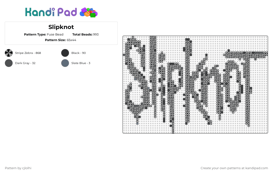 Slipknot Fuse Bead Pattern - Kandi Pad | Kandi Patterns, Fuse Bead ...