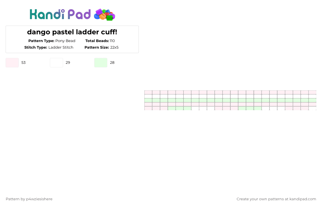Dango pastel ladder cuff! Pony Bead Pattern - Kandi Pad | Kandi ...