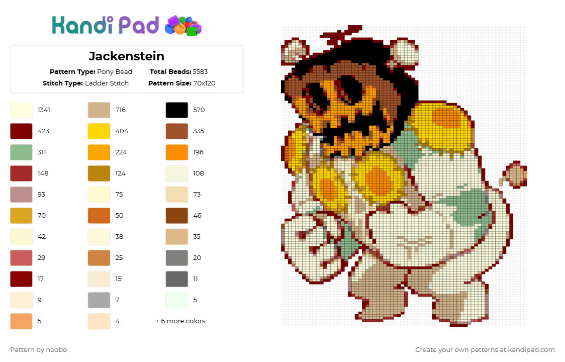 Jackenstein Pony Bead Pattern - Kandi Pad | Kandi Patterns, Fuse Bead ...