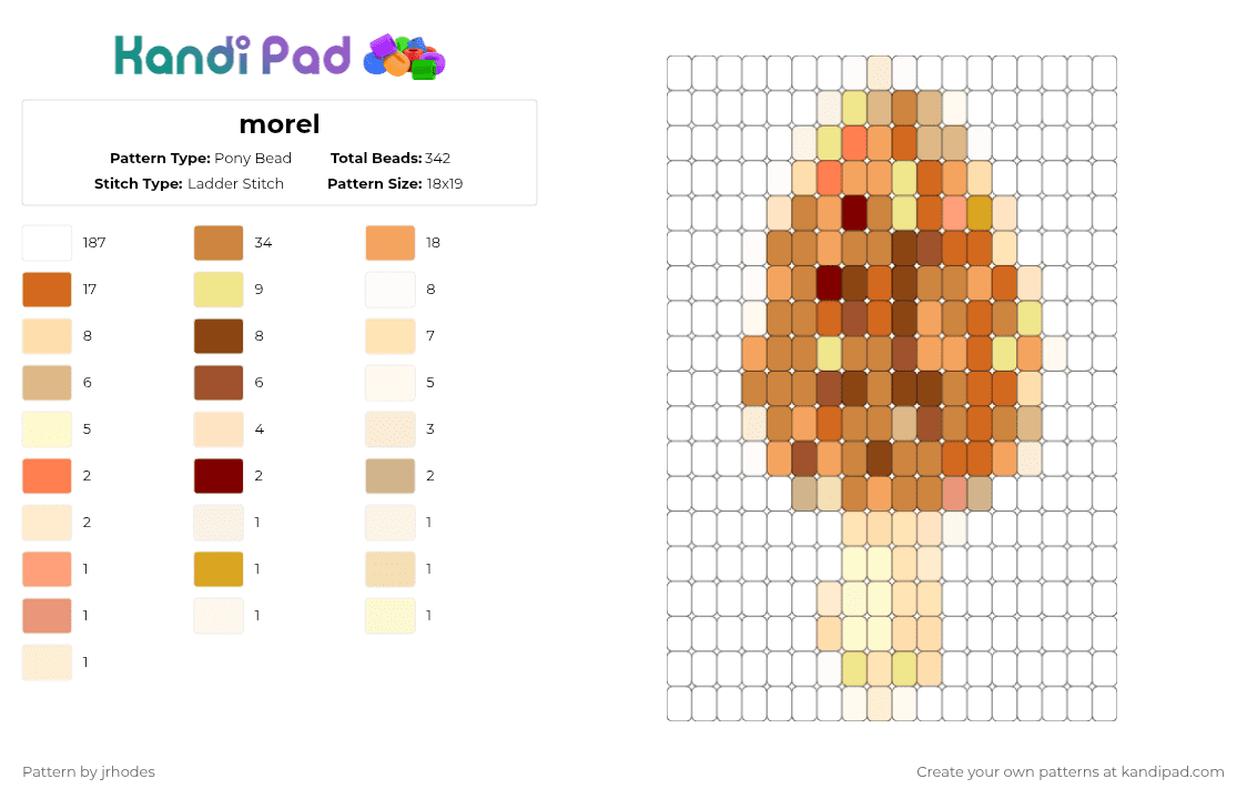 Morel Pony Bead Pattern - Kandi Pad | Kandi Patterns, Fuse Bead ...