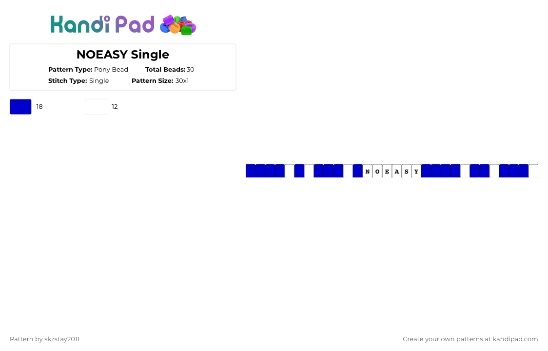 NOEASY Single Pony Bead Pattern - Kandi Pad | Kandi Patterns, Fuse Bead ...