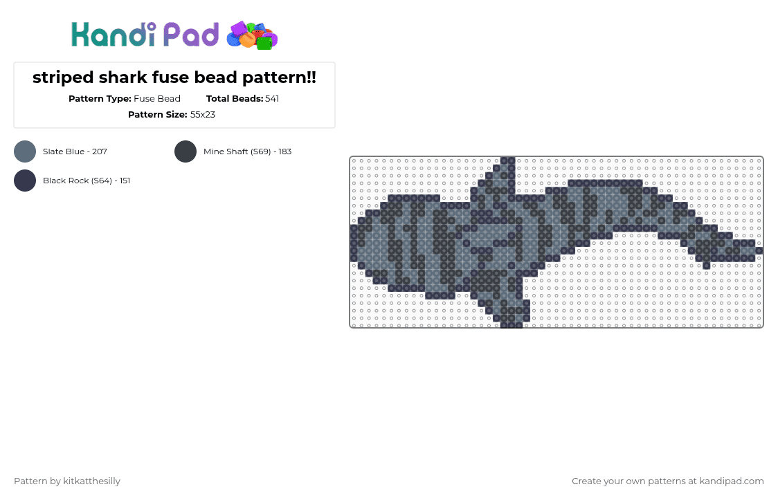 Striped shark fuse bead pattern!! Fuse Bead Pattern - Kandi Pad | Kandi ...