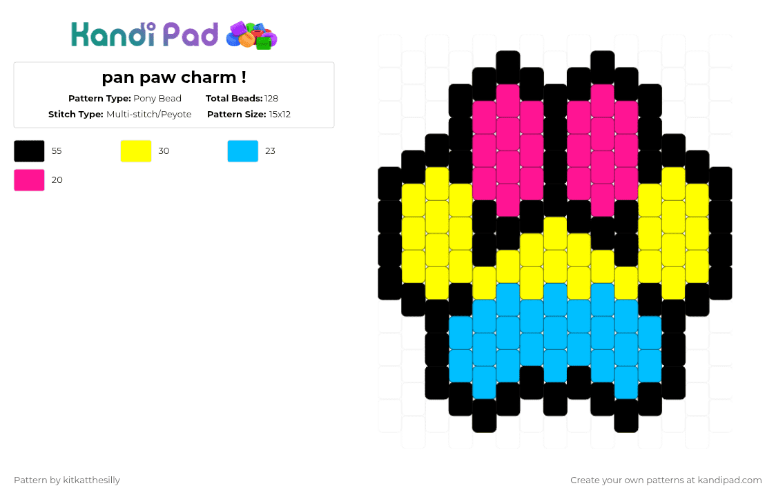 Pan paw charm ! Pony Bead Pattern - Kandi Pad | Kandi Patterns, Fuse ...