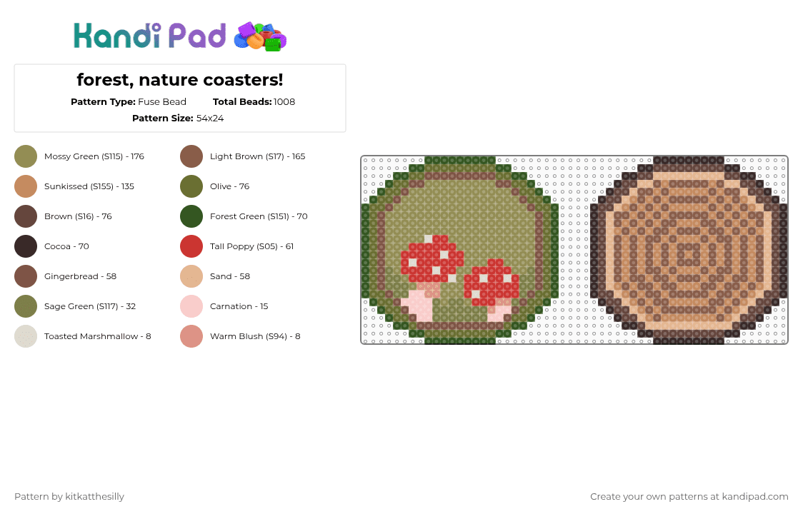 Forest, nature coasters! Fuse Bead Pattern - Kandi Pad | Kandi Patterns ...