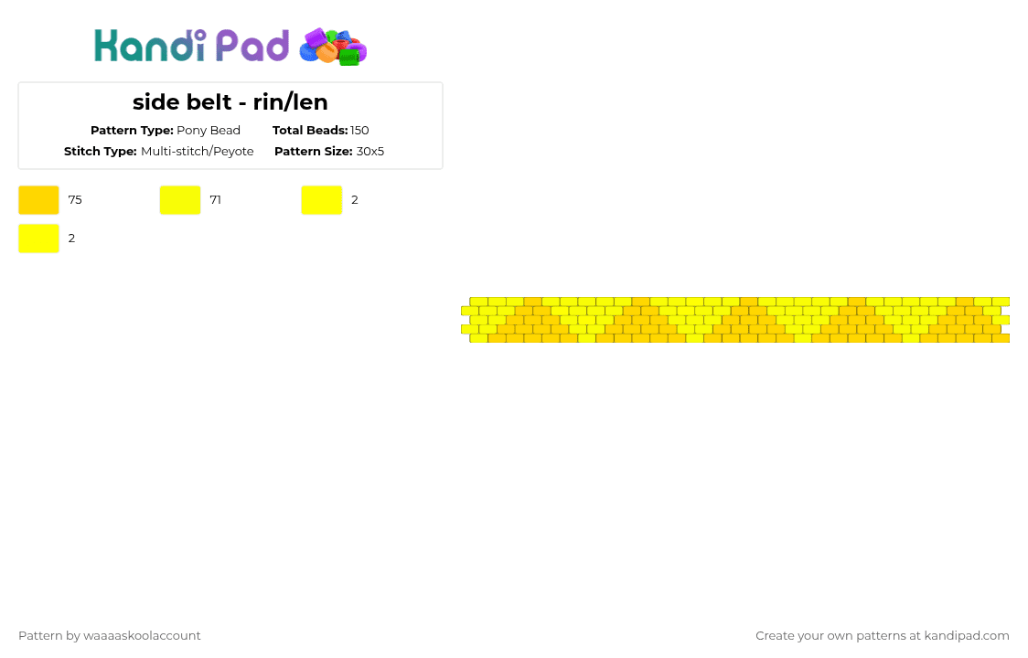 Side belt - rin/len Pony Bead Pattern - Kandi Pad | Kandi Patterns ...