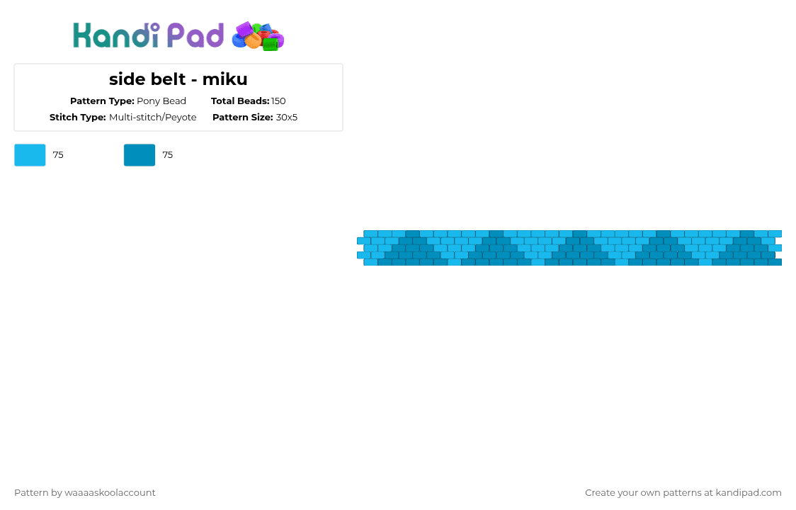 Side belt - miku Pony Bead Pattern - Kandi Pad | Kandi Patterns, Fuse ...