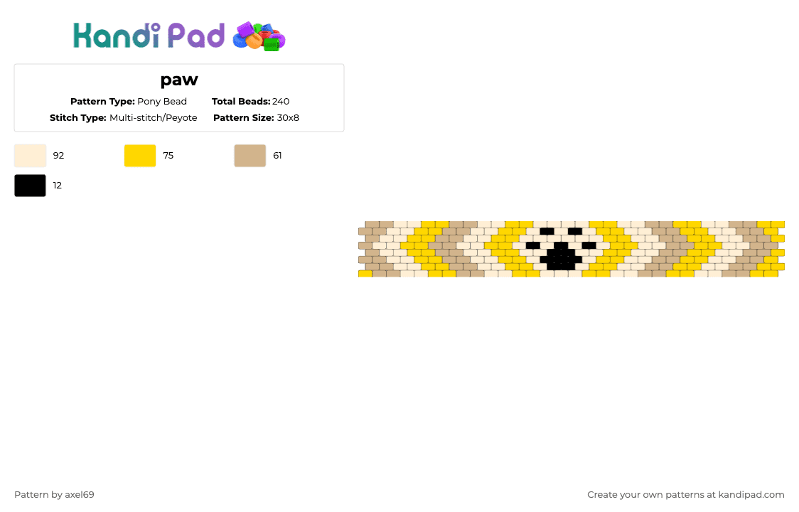 Paw Pony Bead Pattern - Kandi Pad | Kandi Patterns, Fuse Bead Patterns ...