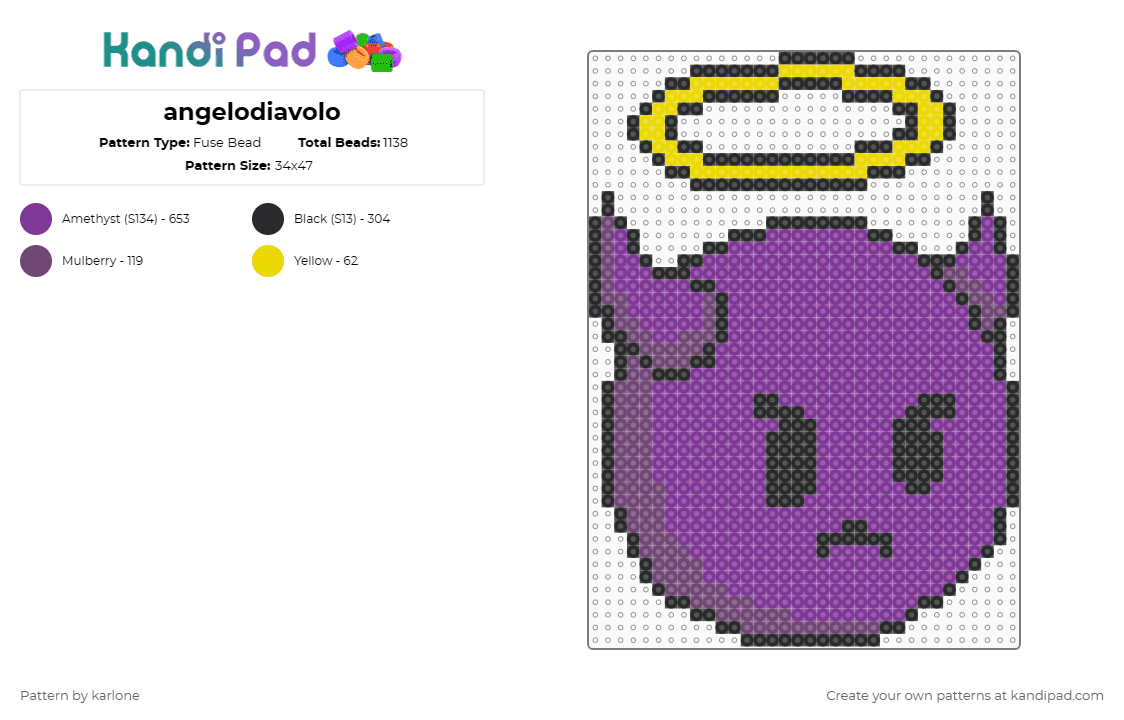 Angelodiavolo Fuse Bead Pattern - Kandi Pad | Kandi Patterns, Fuse Bead ...