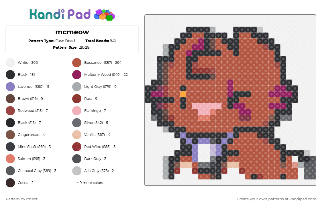 Mcmeow Fuse Bead Pattern - Kandi Pad | Kandi Patterns, Fuse Bead ...