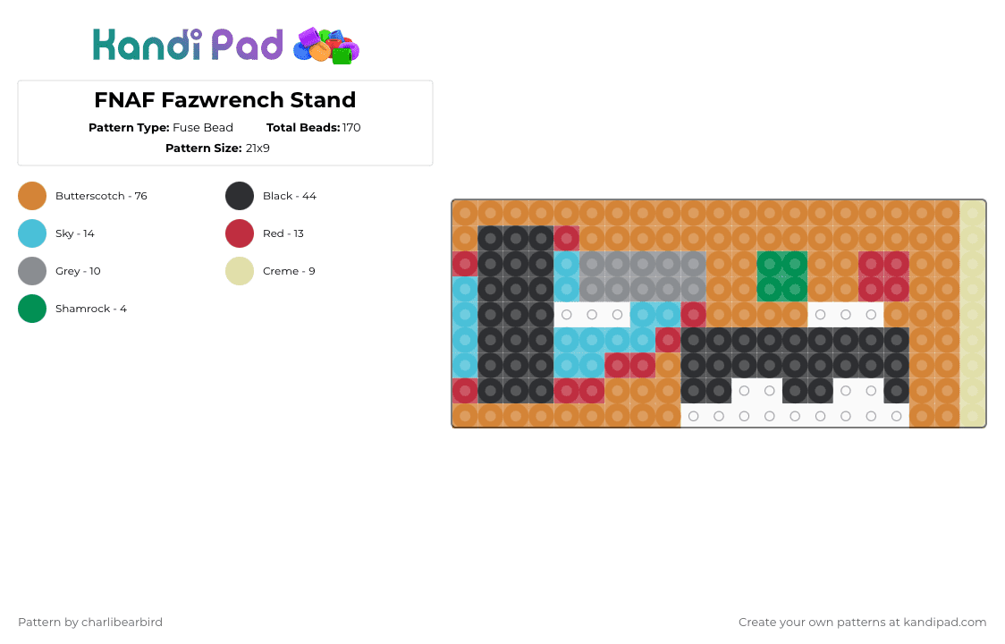 FNAF Fazwrench Stand Fuse Bead Pattern - Kandi Pad | Kandi Patterns ...