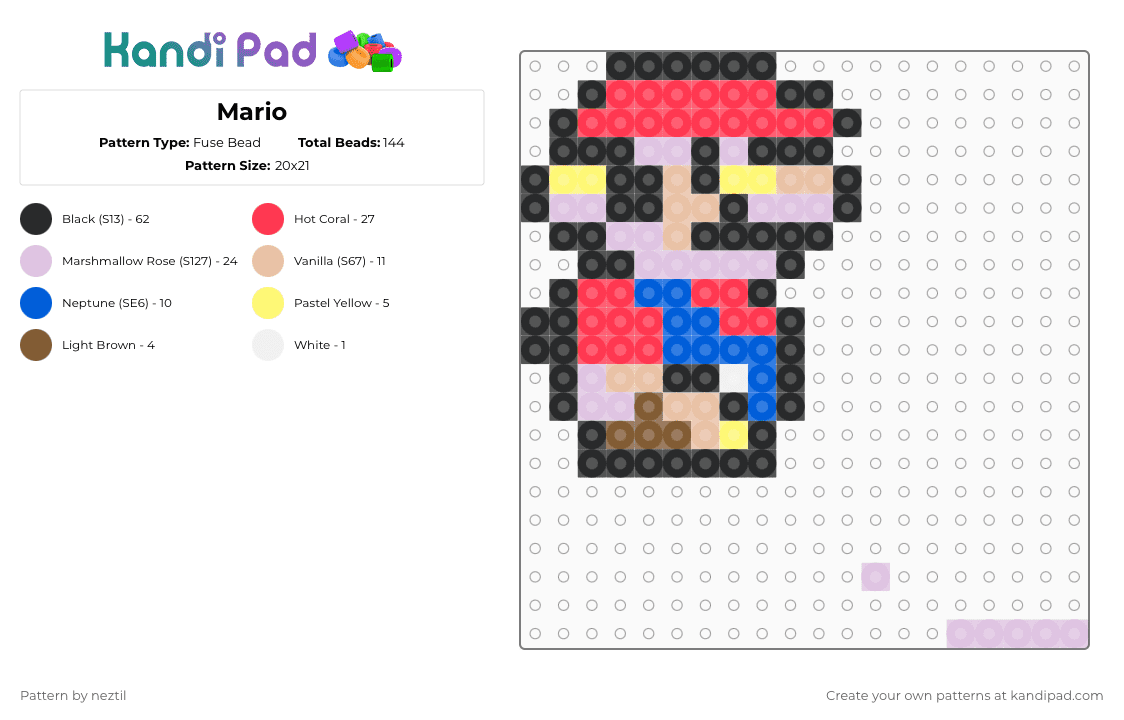 Mario Fuse Bead Pattern - Kandi Pad | Kandi Patterns, Fuse Bead ...