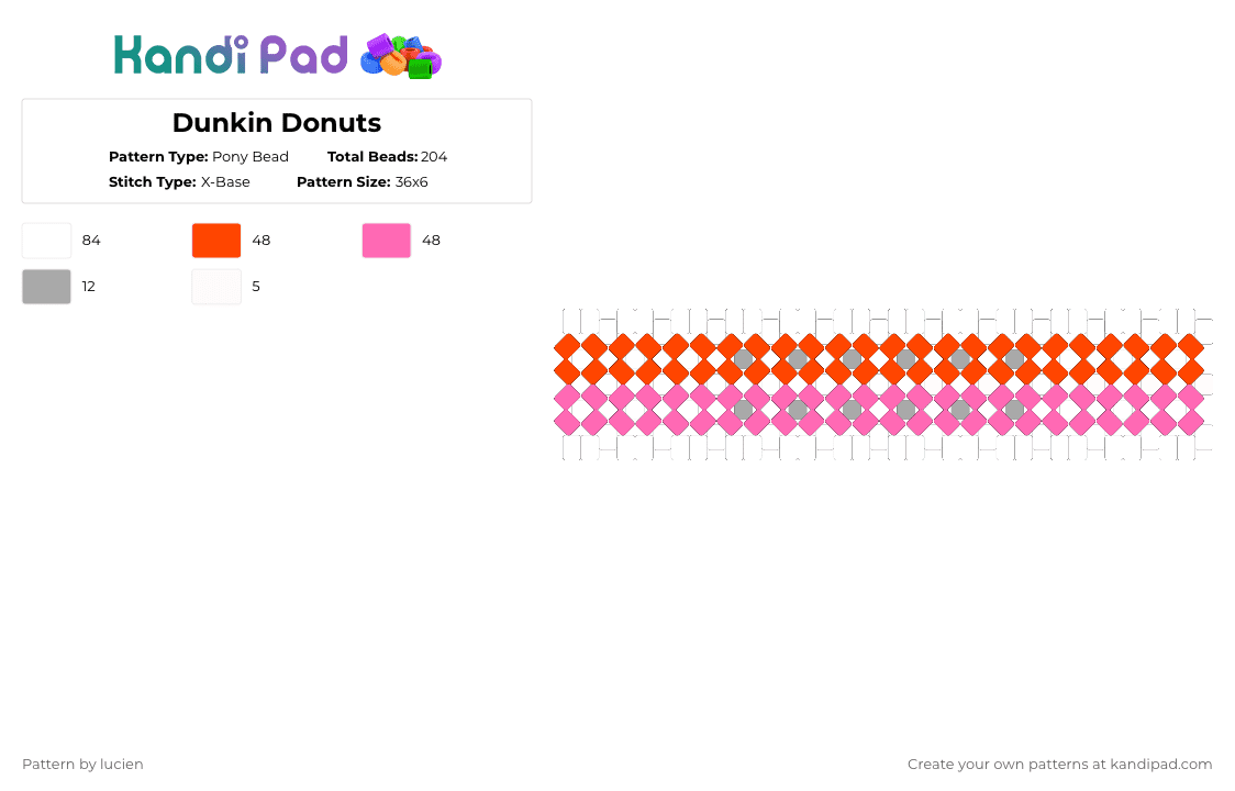 Dunkin Donuts Pony Bead Pattern - Kandi Pad | Kandi Patterns, Fuse Bead ...