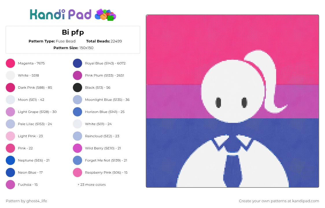 Bi pfp Fuse Bead Pattern - Kandi Pad | Kandi Patterns, Fuse Bead ...