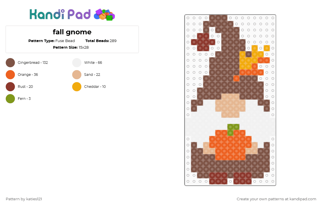 Fall gnome Fuse Bead Pattern - Kandi Pad | Kandi Patterns, Fuse Bead ...