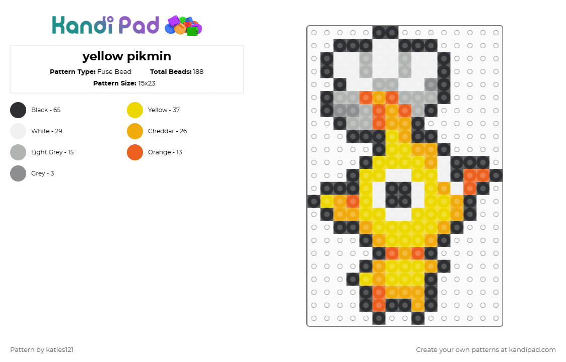 Yellow pikmin Fuse Bead Pattern - Kandi Pad | Kandi Patterns, Fuse Bead ...