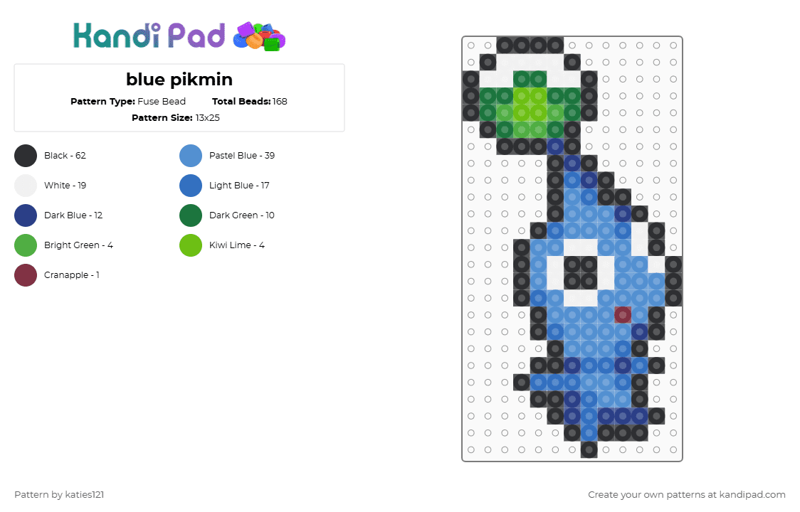 Blue pikmin Fuse Bead Pattern - Kandi Pad | Kandi Patterns, Fuse Bead ...