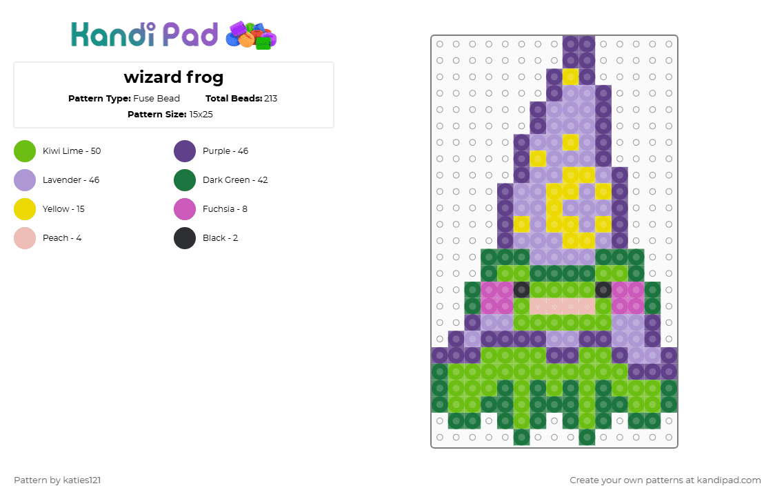 Wizard frog Fuse Bead Pattern - Kandi Pad | Kandi Patterns, Fuse Bead ...