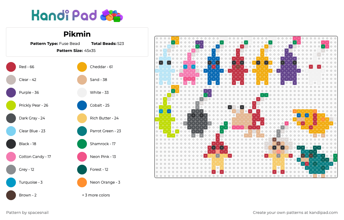 Pikmin Fuse Bead Pattern - Kandi Pad | Kandi Patterns, Fuse Bead ...
