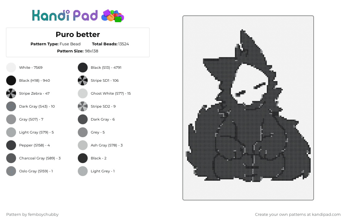 Puro better Fuse Bead Pattern - Kandi Pad | Kandi Patterns, Fuse Bead ...