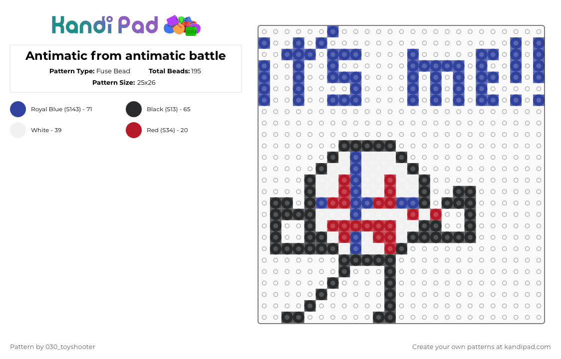 Antimatic from antimatic battle Fuse Bead Pattern - Kandi Pad | Kandi ...