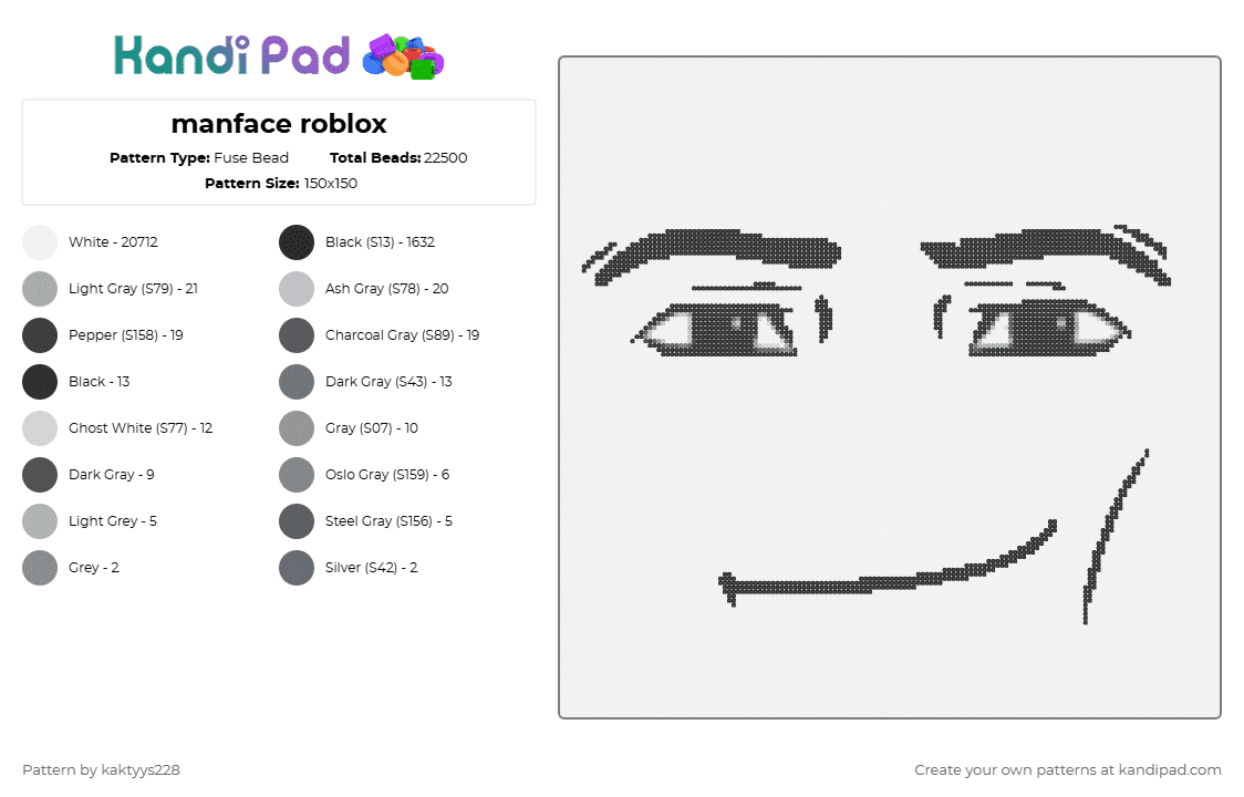 Manface roblox Fuse Bead Pattern - Kandi Pad | Kandi Patterns, Fuse ...