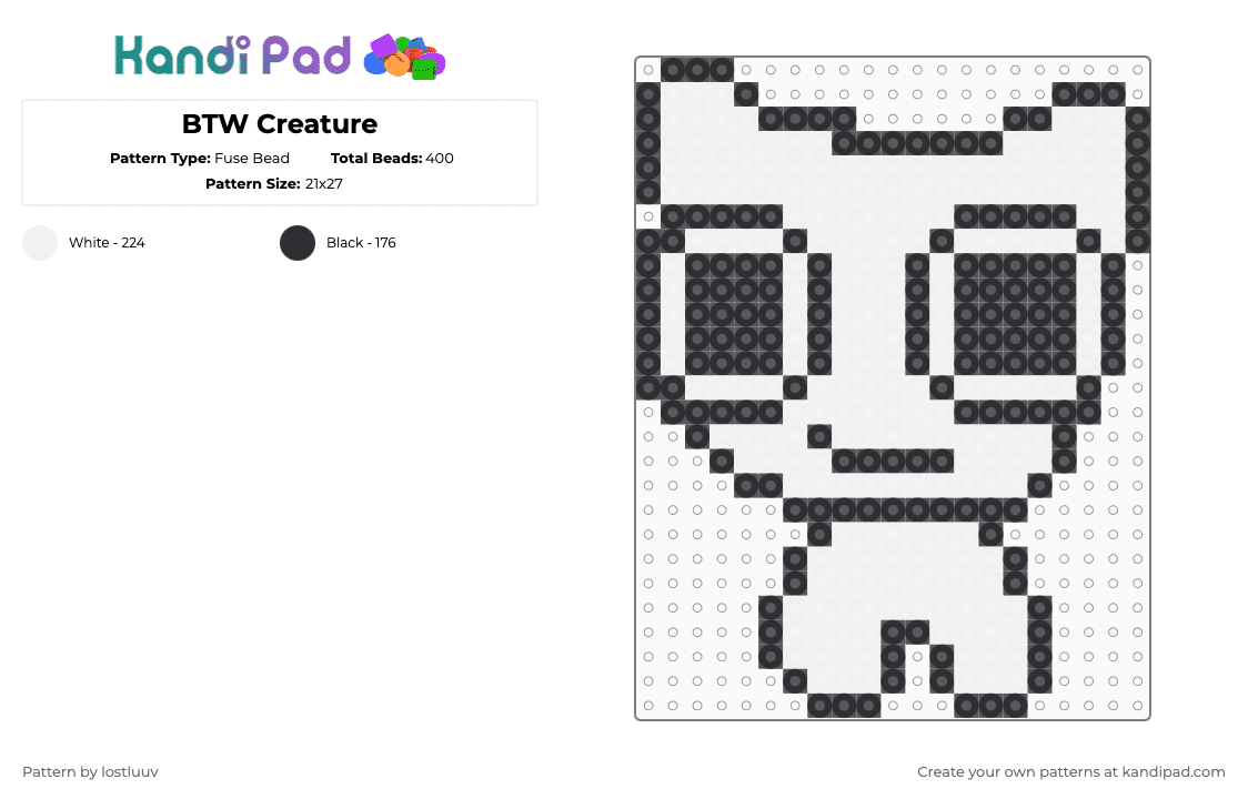 BTW Creature Fuse Bead Pattern - Kandi Pad | Kandi Patterns, Fuse Bead ...