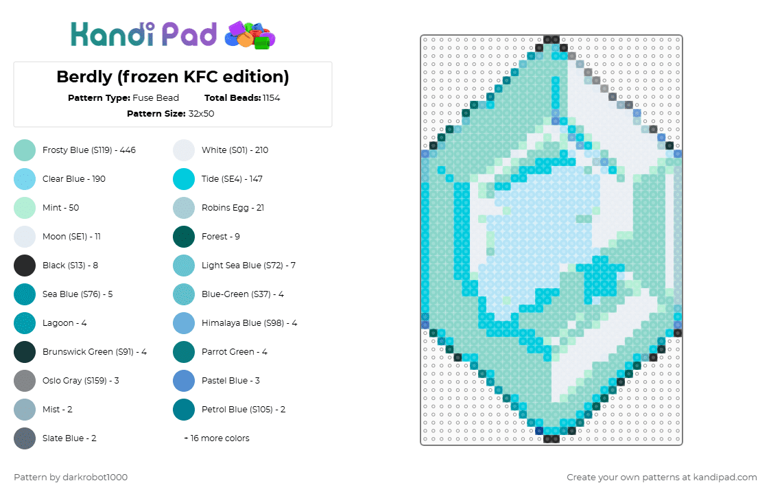 Berdly (frozen KFC edition) Fuse Bead Pattern - Kandi Pad | Kandi ...