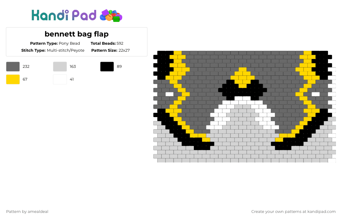 Bennett bag flap Pony Bead Pattern - Kandi Pad | Kandi Patterns, Fuse ...