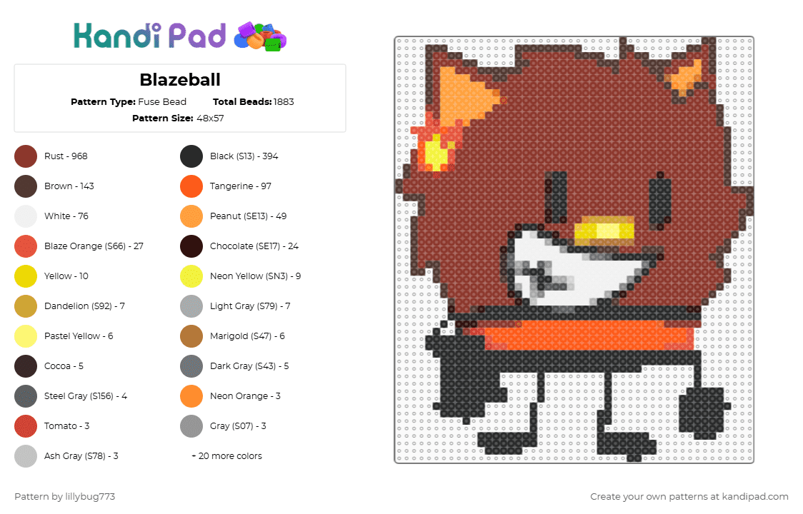 Blazeball Fuse Bead Pattern - Kandi Pad | Kandi Patterns, Fuse Bead ...