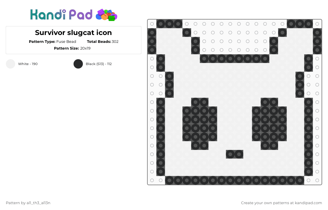 Survivor slugcat icon Fuse Bead Pattern - Kandi Pad | Kandi Patterns ...