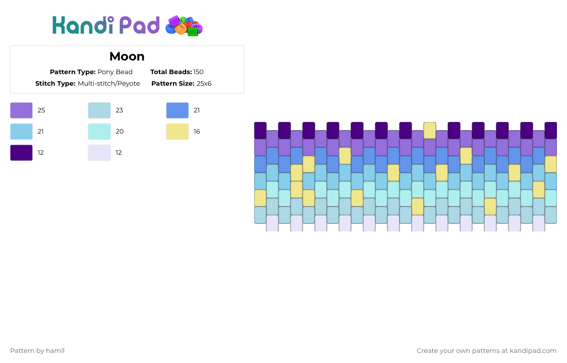 Moon Pony Bead Pattern - Kandi Pad | Kandi Patterns, Fuse Bead Patterns ...