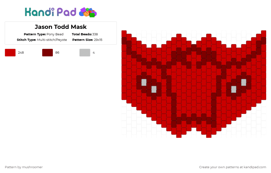 Jason Todd Mask Pony Bead Pattern - Kandi Pad | Kandi Patterns, Fuse ...