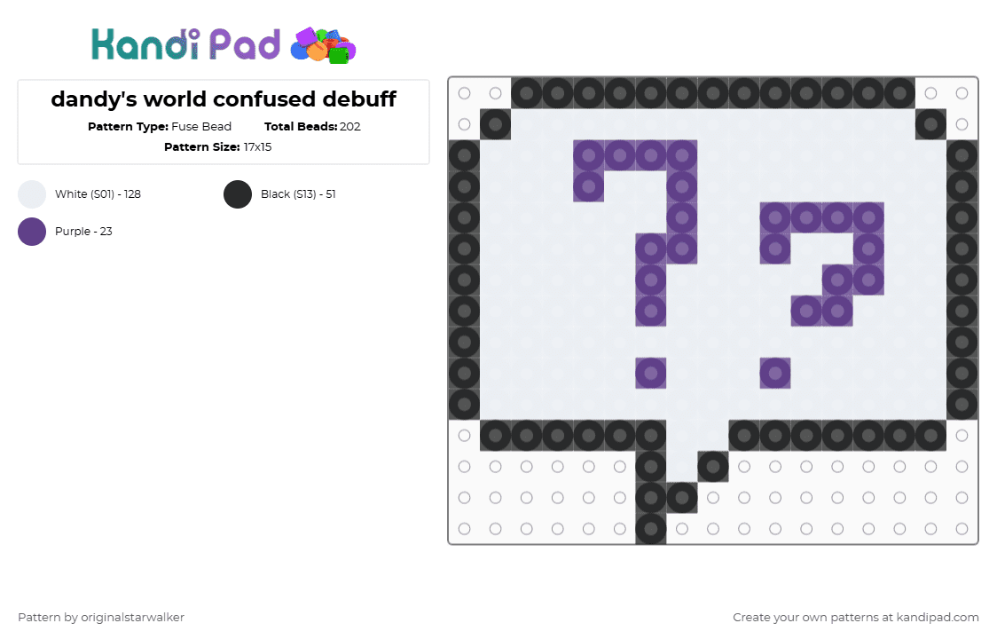 Dandy's world confused debuff Fuse Bead Pattern - Kandi Pad | Kandi ...