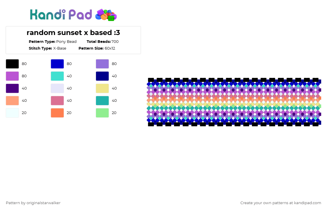 Random sunset x based :3 Pony Bead Pattern - Kandi Pad | Kandi Patterns ...