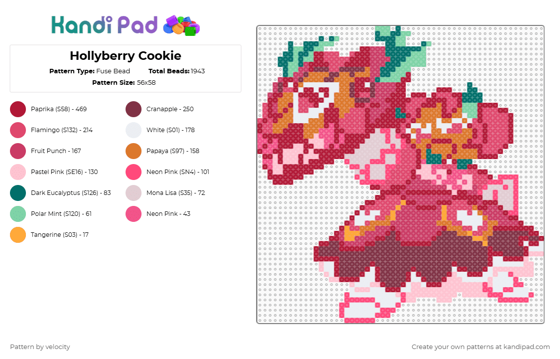 Hollyberry Cookie Fuse Bead Pattern - Kandi Pad | Kandi Patterns, Fuse ...