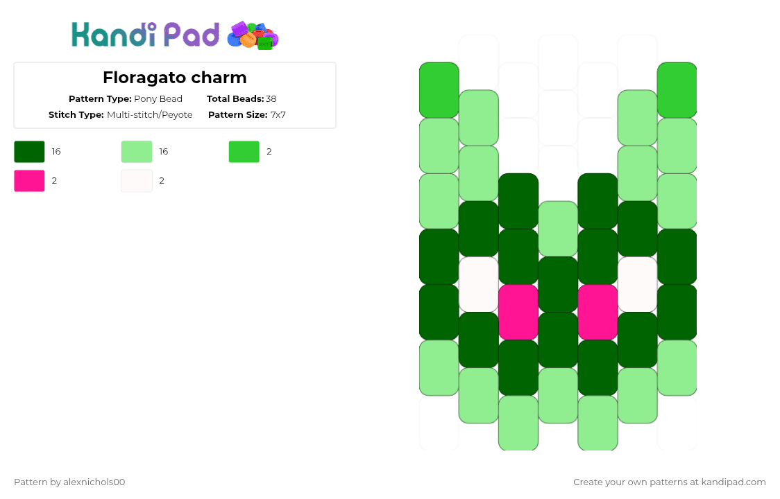 Floragato charm Pony Bead Pattern - Kandi Pad | Kandi Patterns, Fuse ...