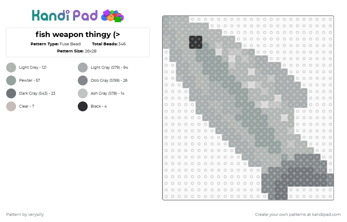 Fish weapon thingy (> Fuse Bead Pattern - Kandi Pad | Kandi Patterns ...
