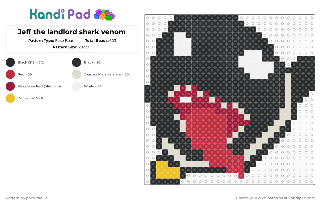Jeff the landlord shark venom Fuse Bead Pattern - Kandi Pad | Kandi ...